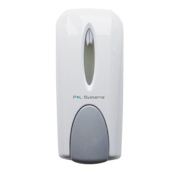 P+L 1000ml Manual Soap & Sanitiser Dispenser - White/Chrome – Saniworld