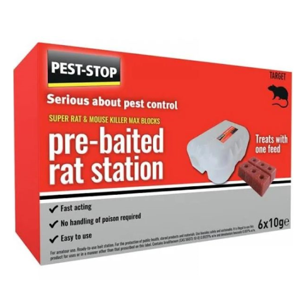 Pest-Stop Pre-Baited Rat & Mouse Station - 6x10g Wax Blocks – Saniworld